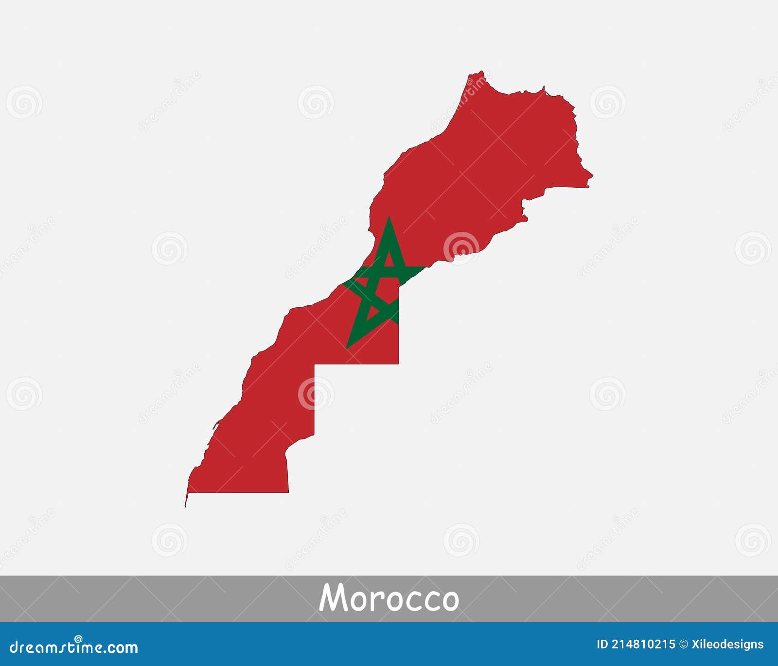 Morocco Flag Map. Map of the Kingdom of Morocco with the Moroccan ...