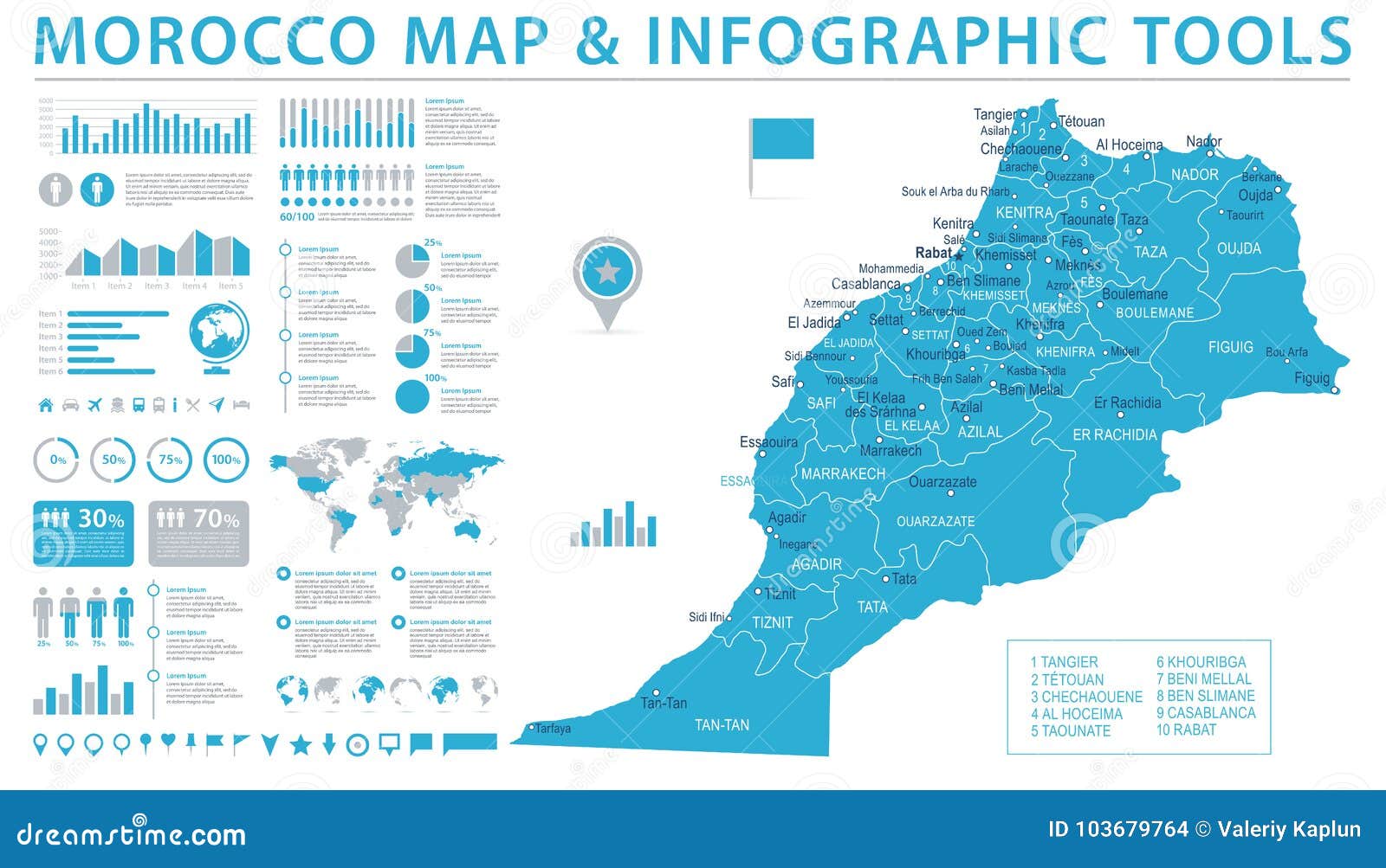 Morocco Map - Info Graphic Vector Illustration Stock Illustration ...