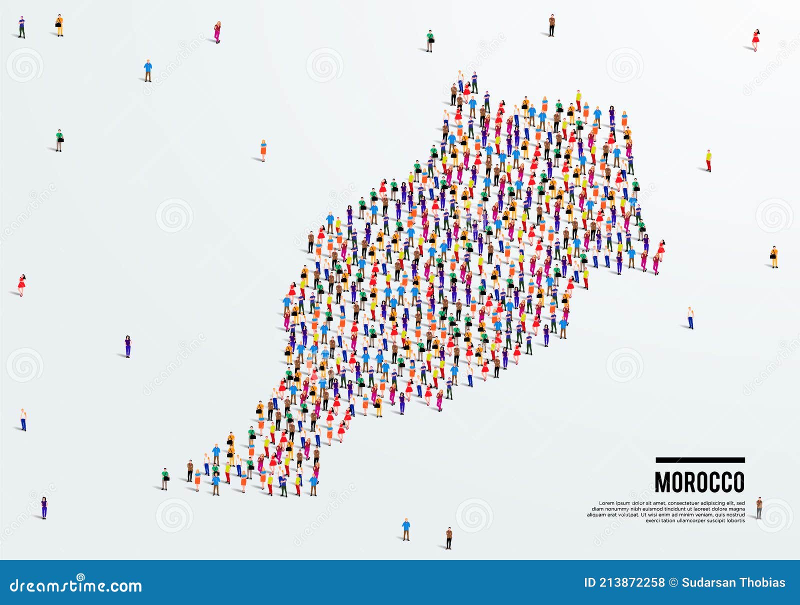Morocco Map. Large Group of People Form To Create a Shape of Morocco ...