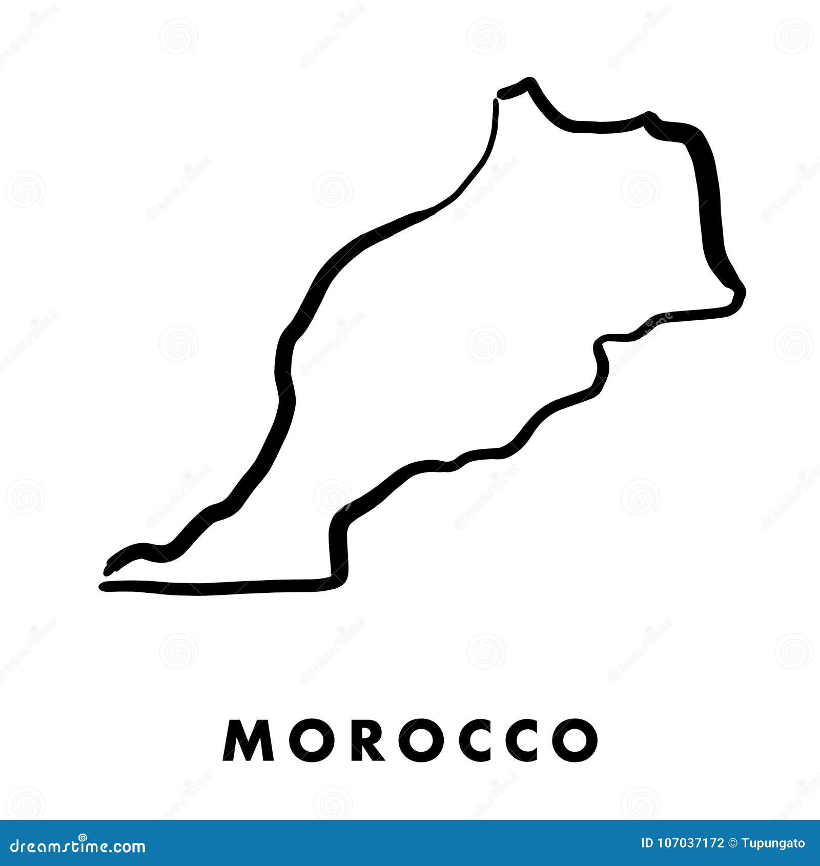 Morocco map outline stock vector. Illustration of shape - 107037172