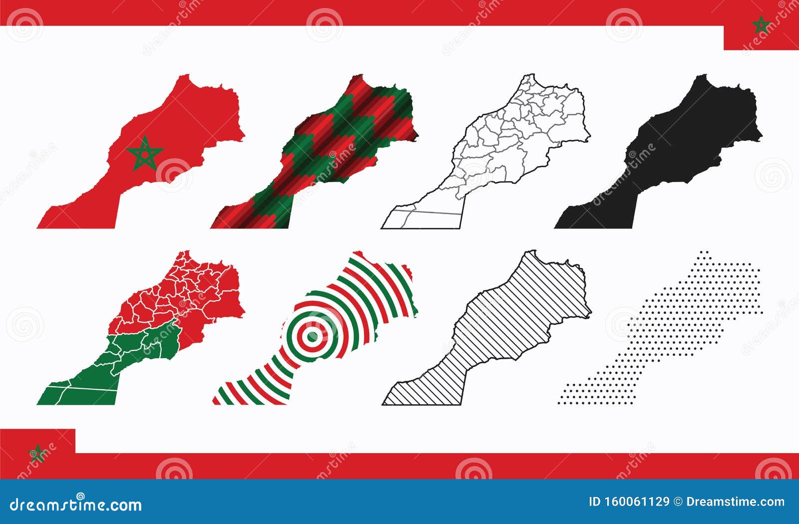 Morocco Map Vector Set stock vector. Illustration of africa - 160061129