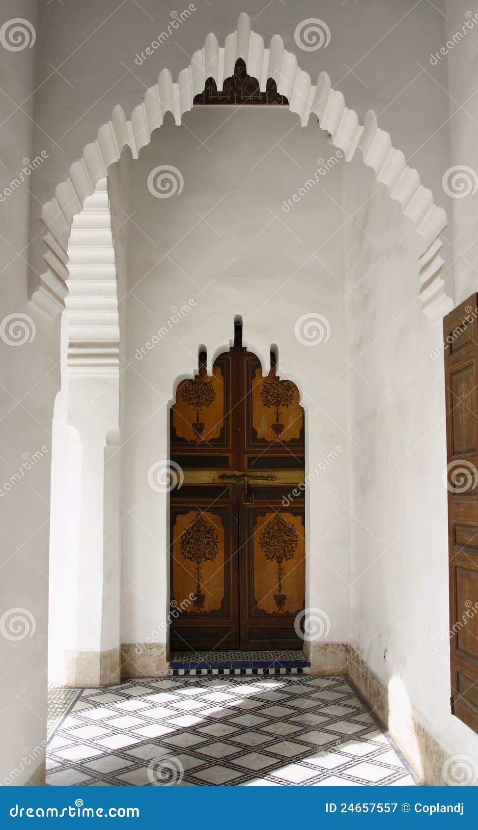Morocco Marrakesh Bahia Palace Arch Stock Image - Image of islam, north ...