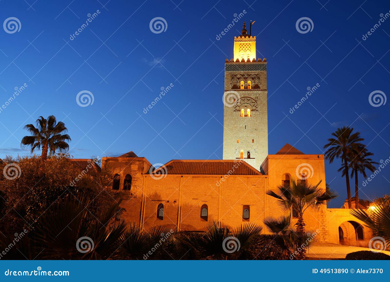 Morocco, Marrakesh. Koutoubia Mosque at Night Stock Photo - Image of ...