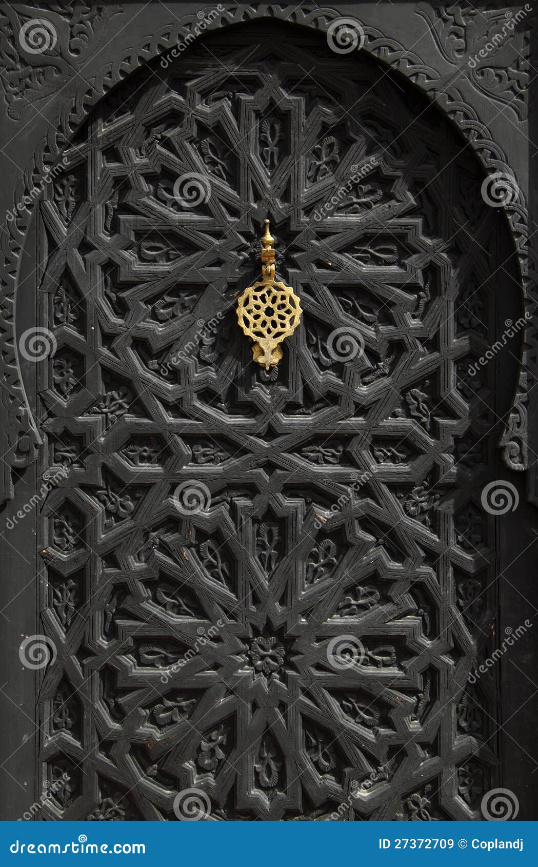Morocco Marrakesh Typical Old Black Arabesque Door Stock Image - Image ...