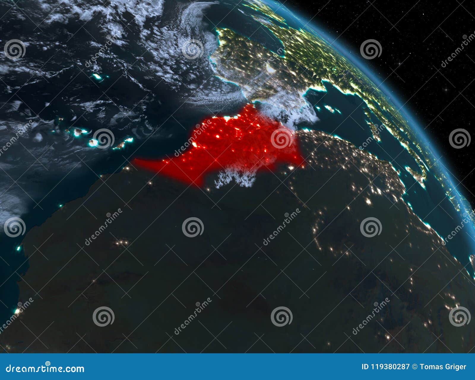 Morocco at Night from Orbit Stock Image - Image of globe, view: 119380287