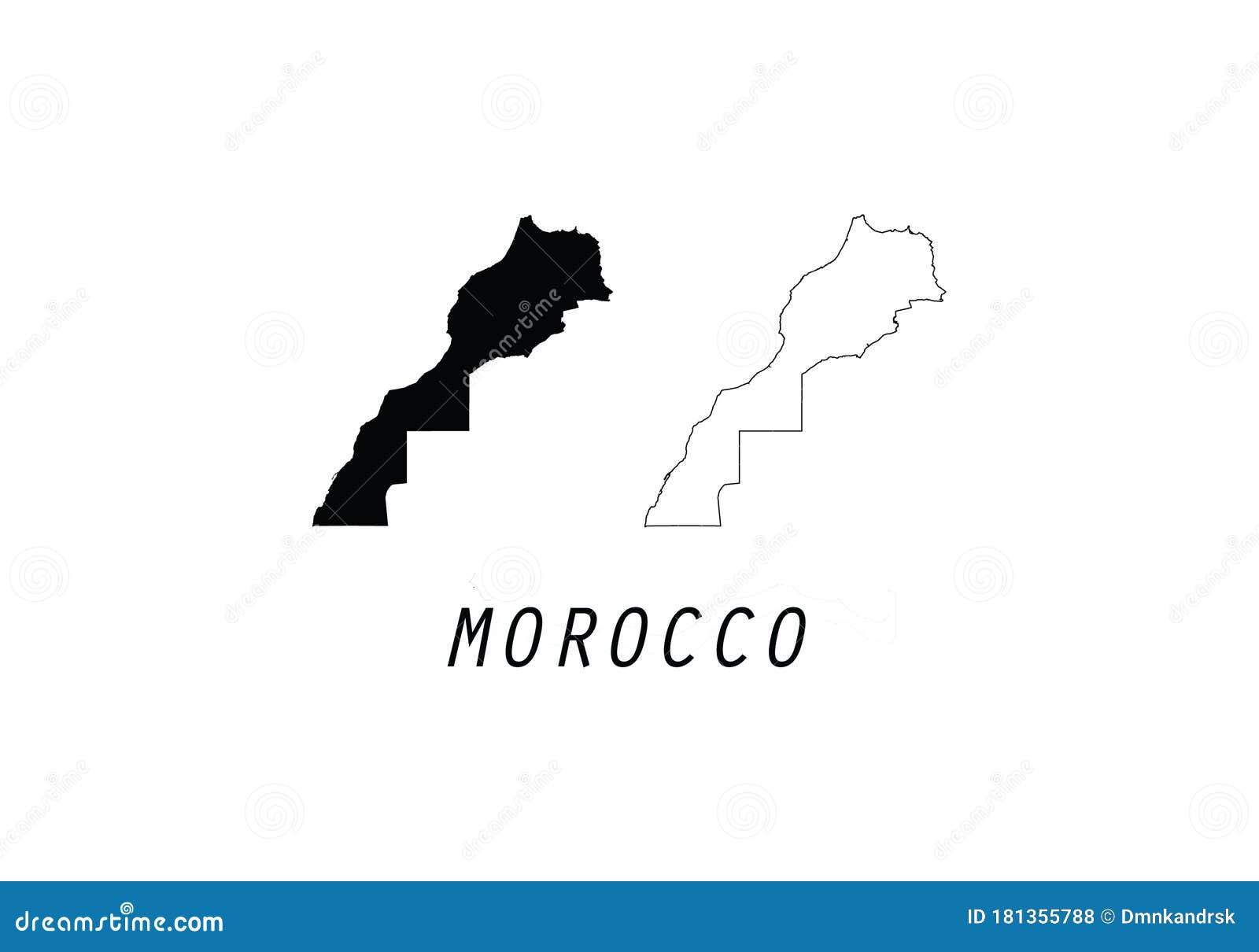Morocco Outline Map Country Shape Stock Vector - Illustration of flag ...