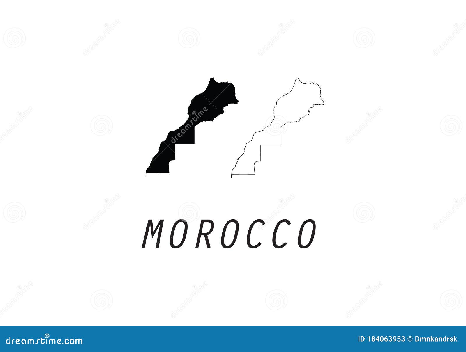 Morocco Outline Map National Borders Stock Vector - Illustration of ...