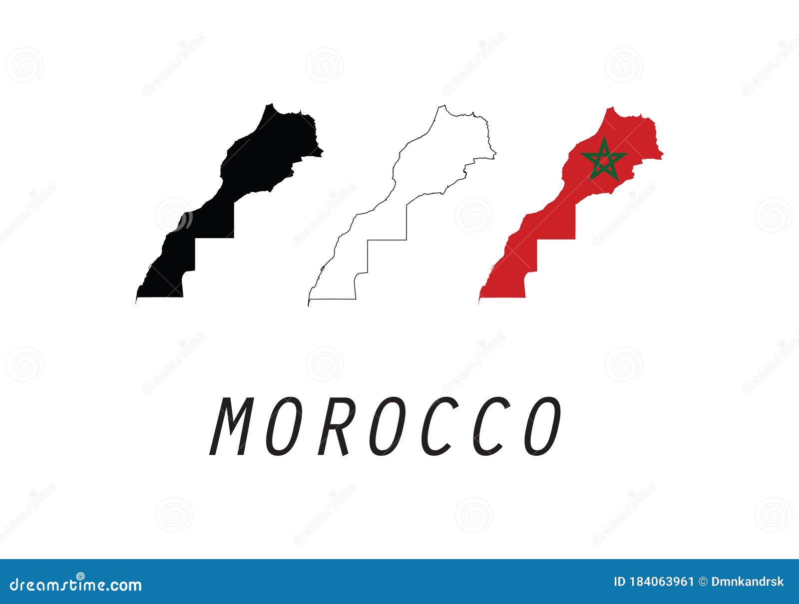 Morocco Outline Map National Borders Country Shape Vector Illustration ...