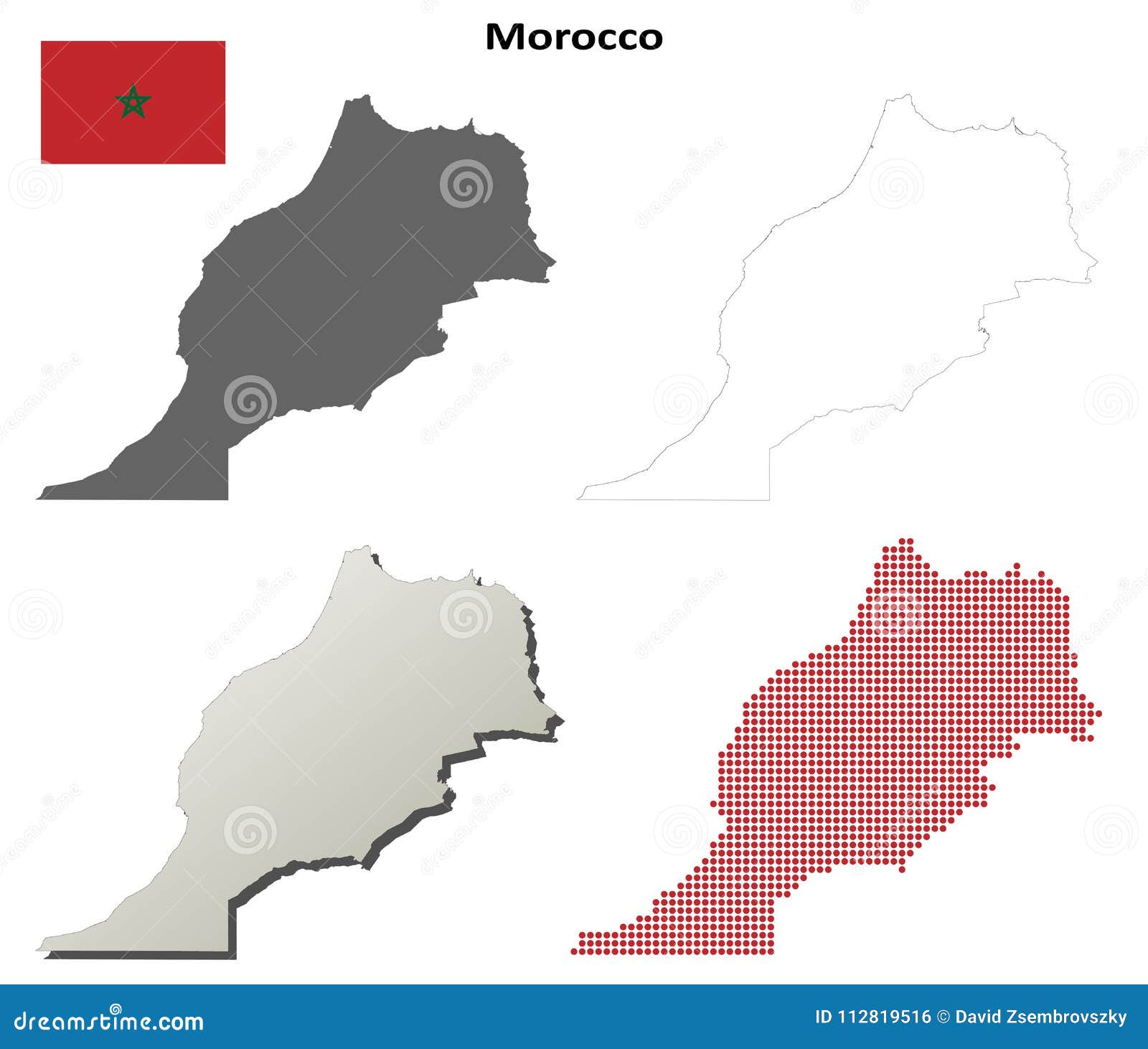 Morocco outline map set stock vector. Illustration of border - 112819516