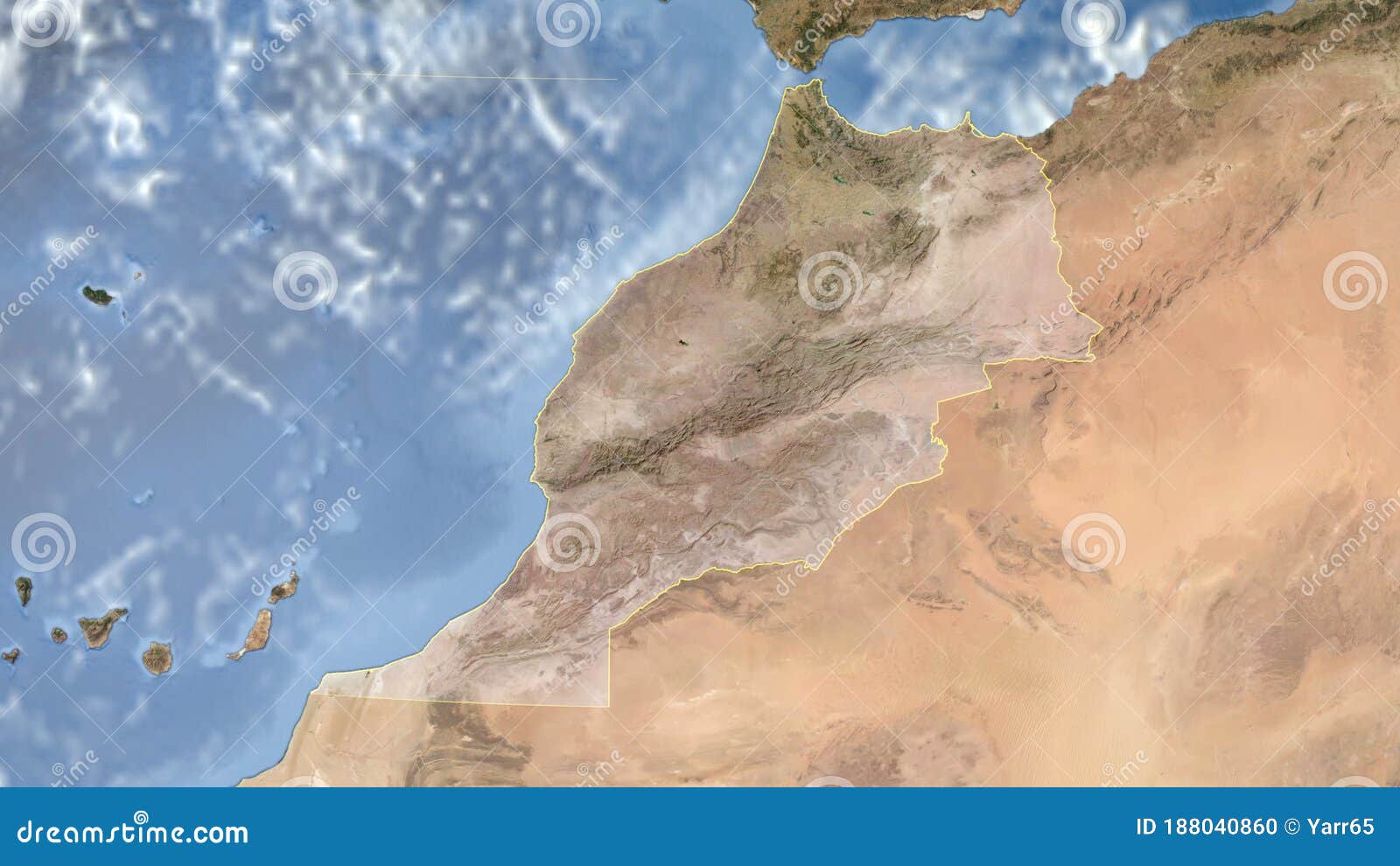 Morocco Outlined - Satellite Stock Illustration - Illustration of high ...
