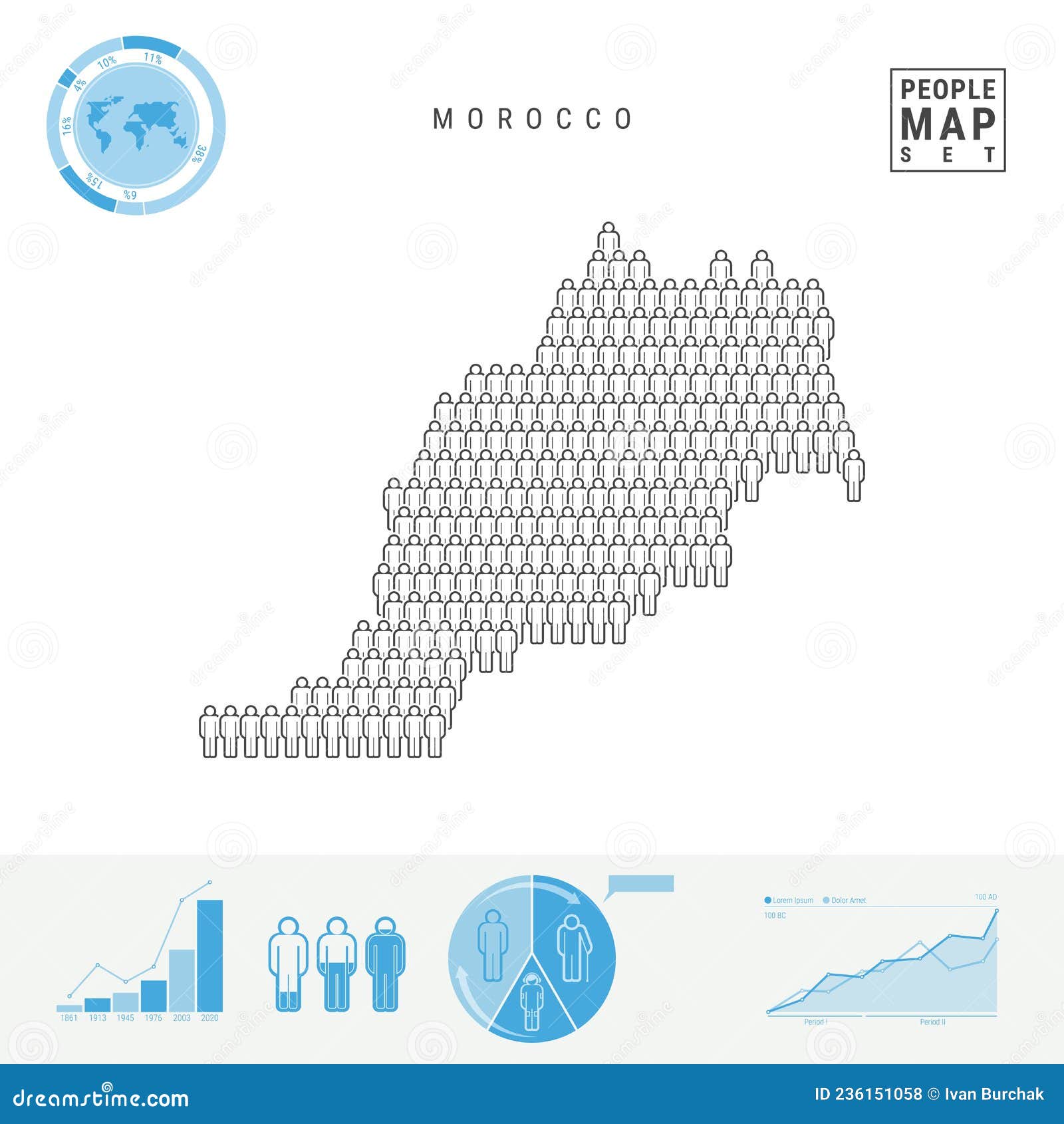 Morocco People Icon Map. Stylized Vector Silhouette of Morocco ...