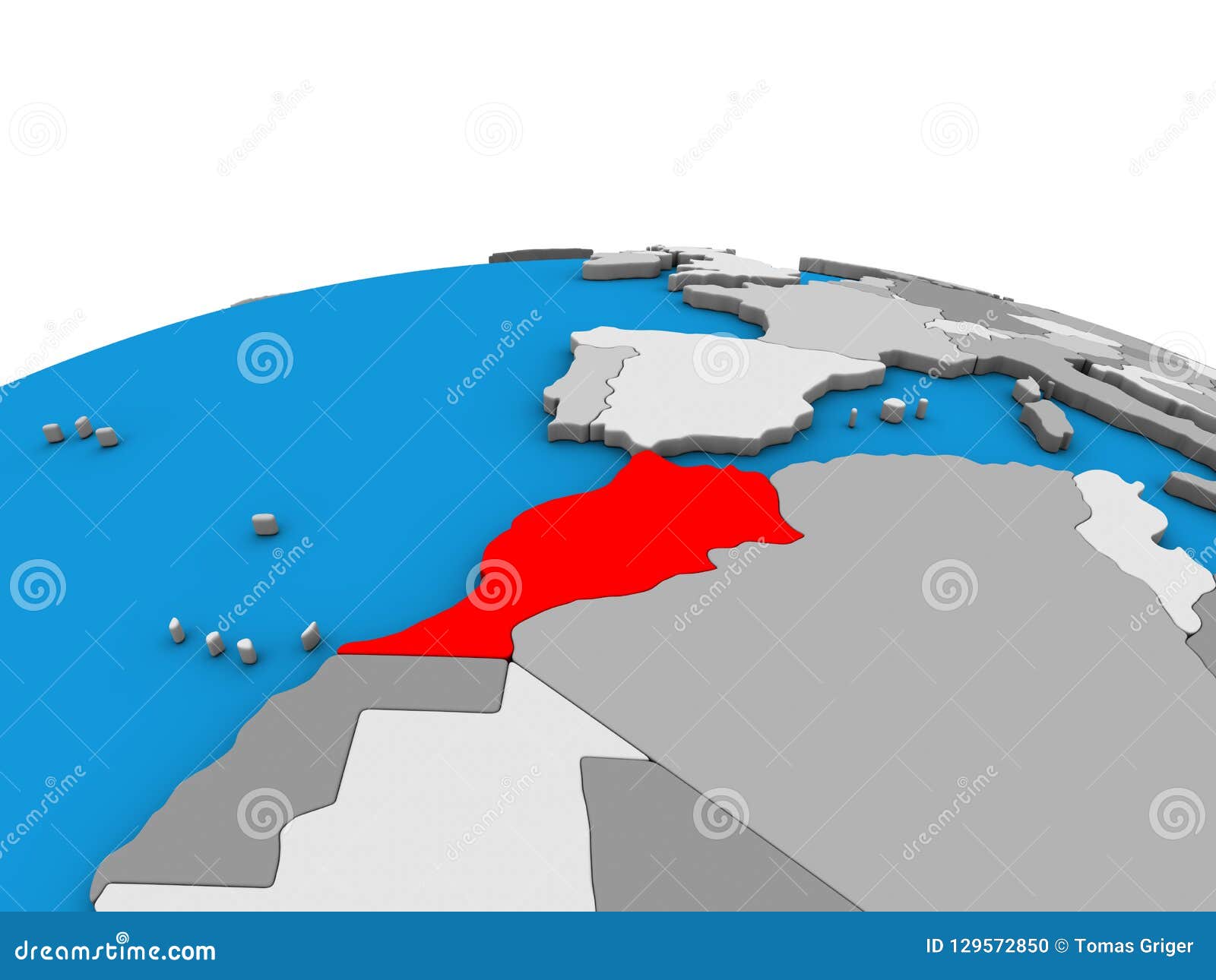 Map of Morocco on 3D globe stock illustration. Illustration of morocco ...