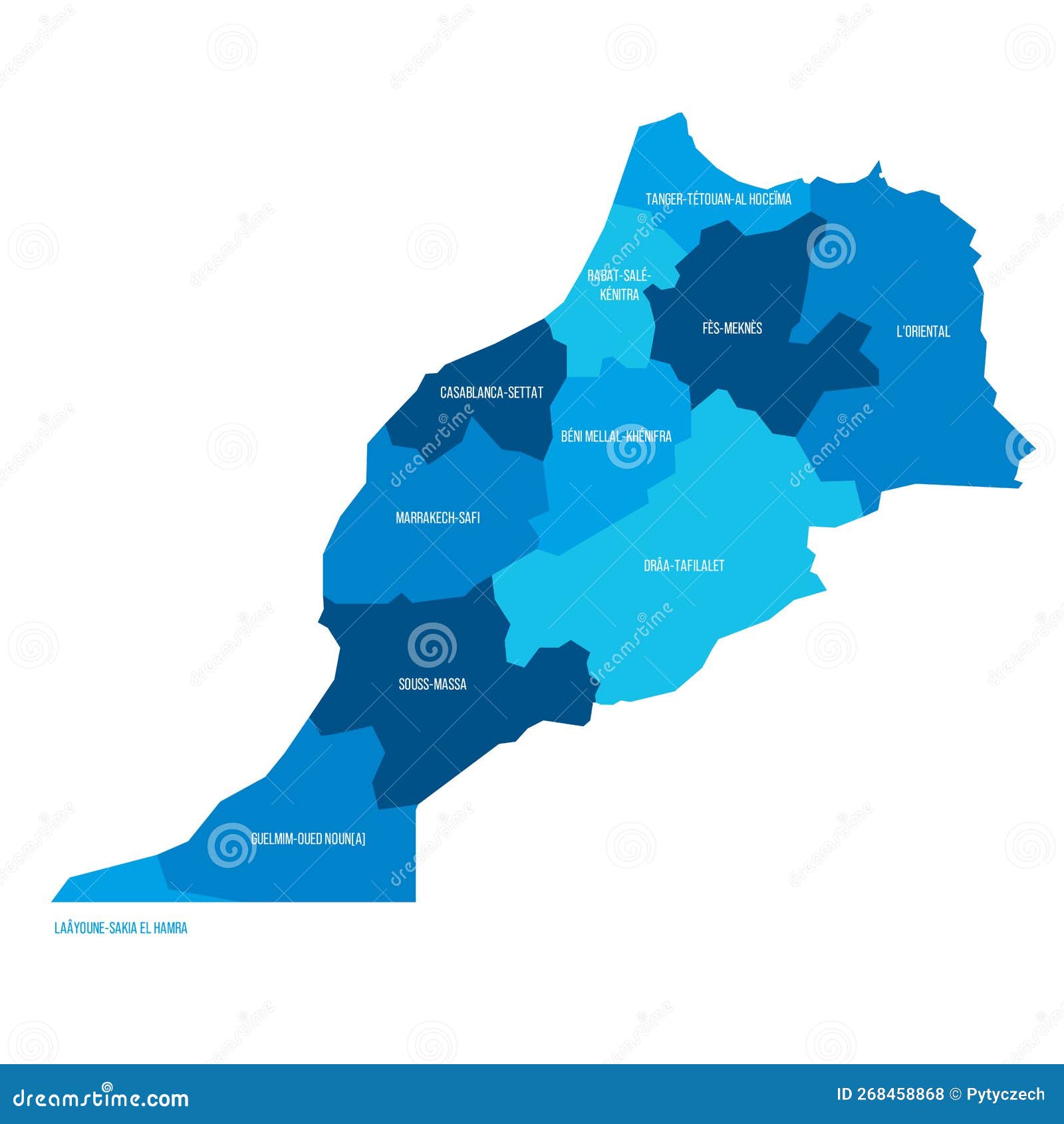 Morocco Political Map of Administrative Divisions Stock Vector ...