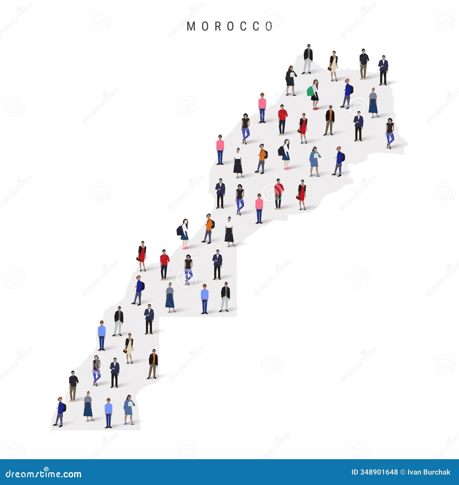 Morocco Population Map. Large Group Of People In A Shape Of Moroccan ...