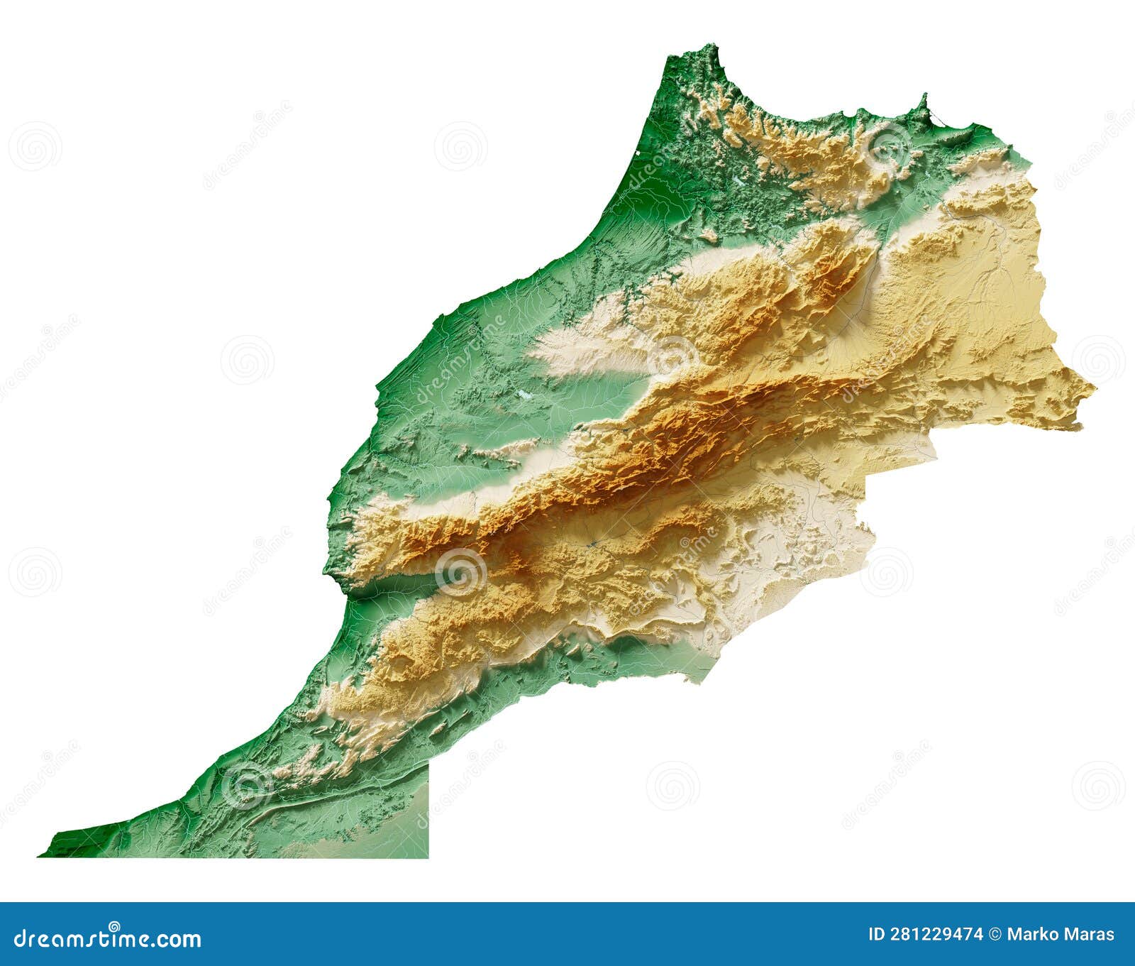 Morocco relief map stock illustration. Illustration of terrain - 281229474