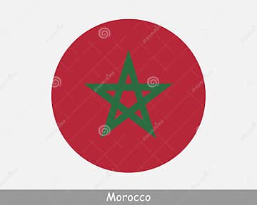 Morocco Round Circle Flag. Moroccan Circular Button Banner Icon Stock ...
