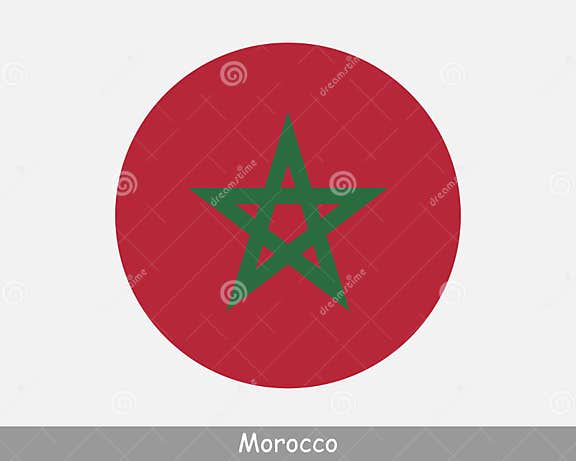 Morocco Round Circle Flag. Moroccan Circular Button Banner Icon Stock ...
