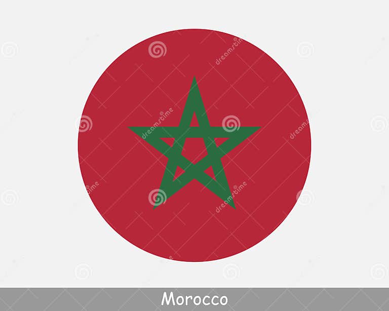 Morocco Round Circle Flag. Moroccan Circular Button Banner Icon Stock ...