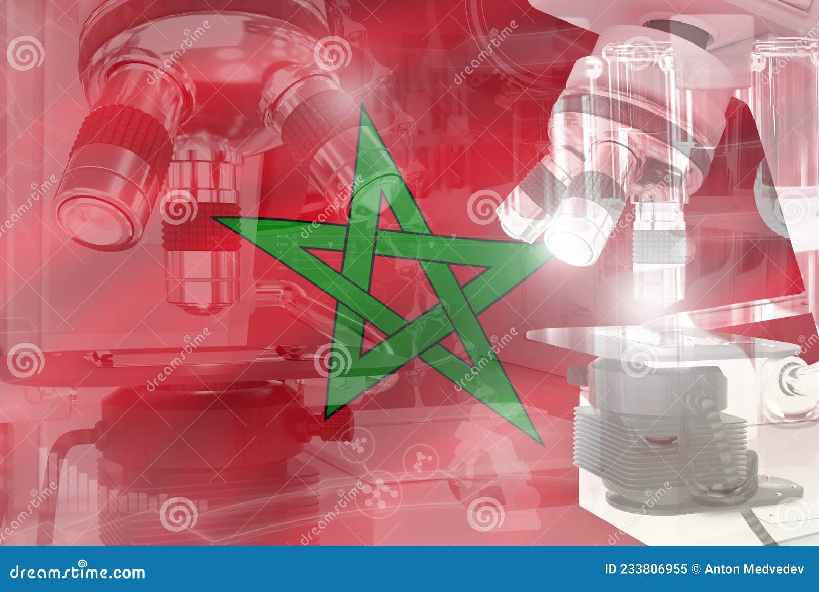 Morocco Science Development Conceptual Background - Microscope on Flag ...