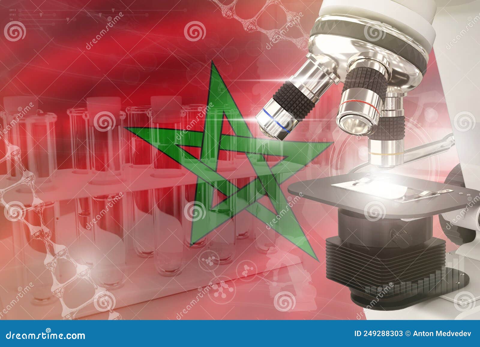 Microscope On Morocco Flag Background - Science Development Concept ...