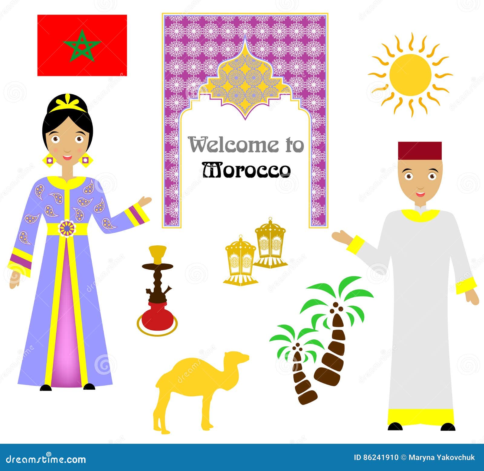The morocco set stock vector. Illustration of heat, east - 86241910