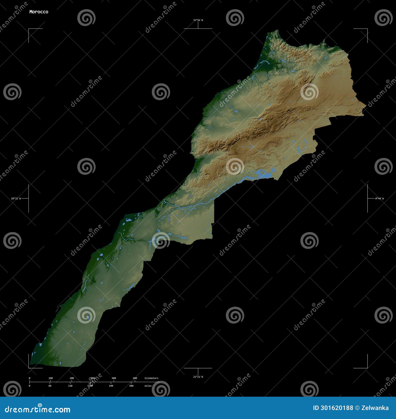 Morocco Shape on Black. Physical Stock Illustration - Illustration of ...