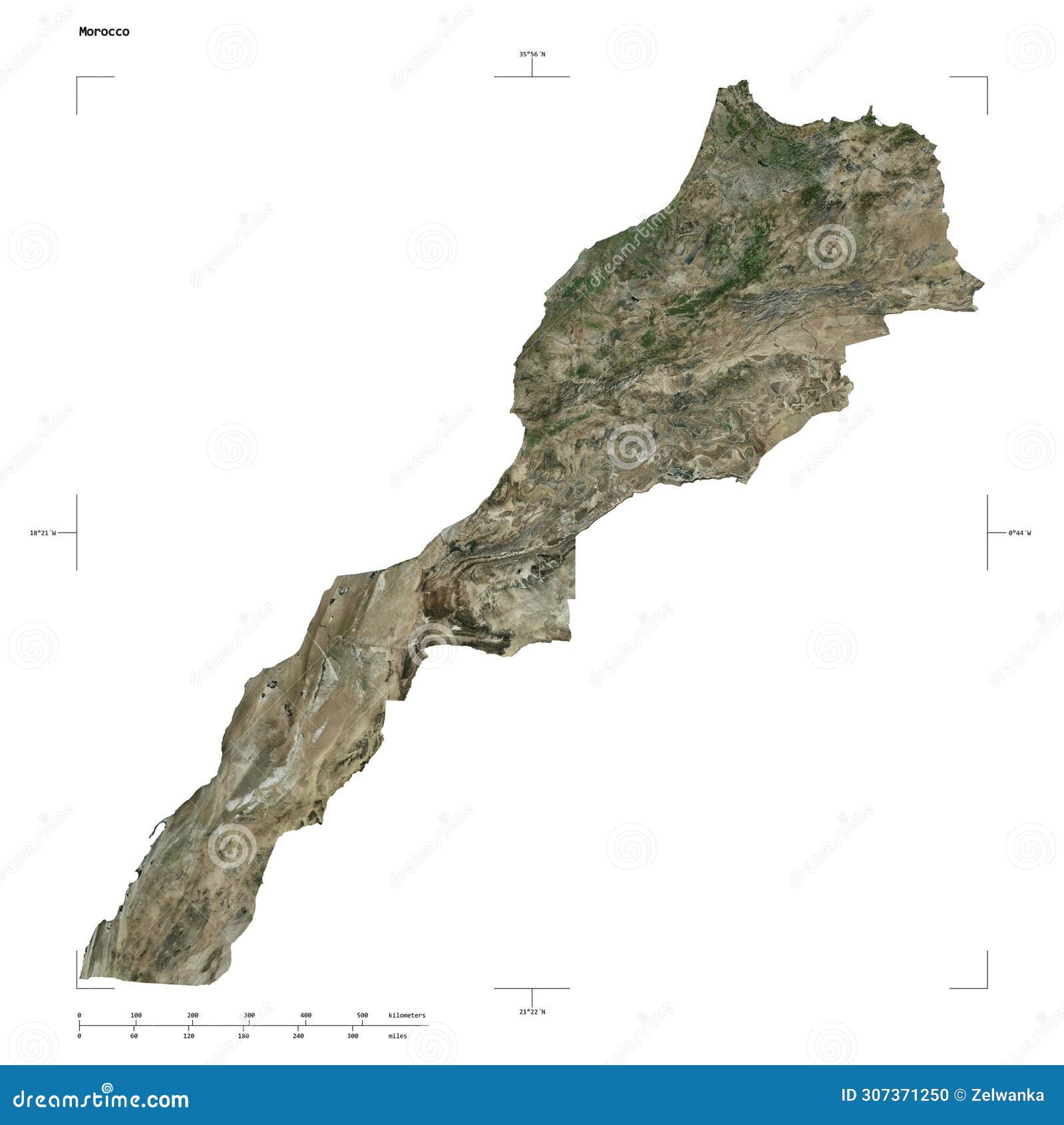 Morocco Shape on White. High-res Satellite Stock Illustration ...