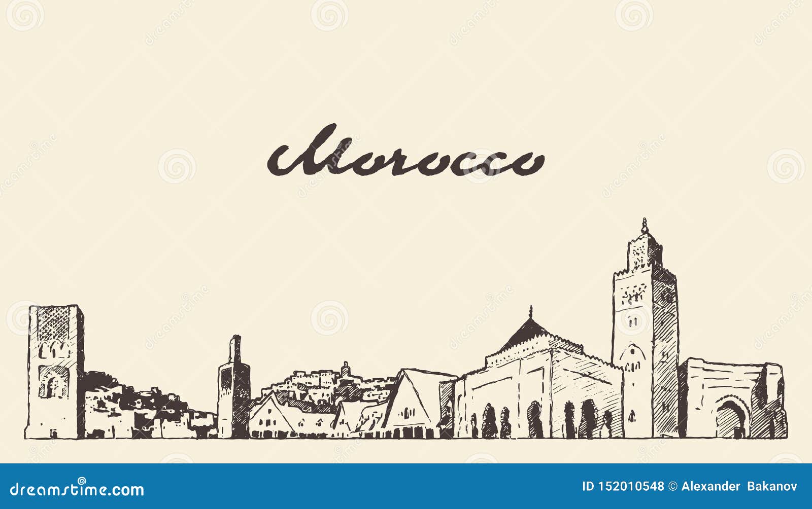 Fez Skyline, Morocco, Hand Drawn Vector Sketch | CartoonDealer.com ...