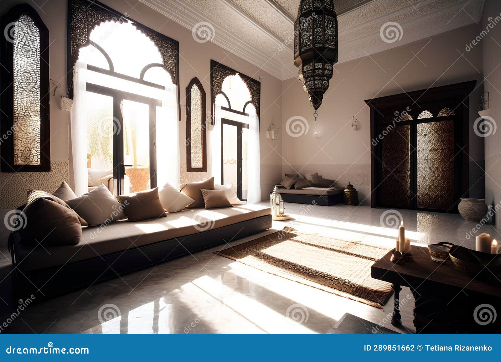 Morocco Style Kitchen Interior in Luxury House Stock Illustration ...
