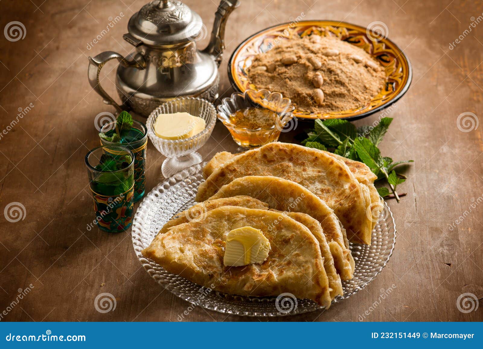 Morocco Traditional Breakfast with Sello Bread Stock Image - Image of ...