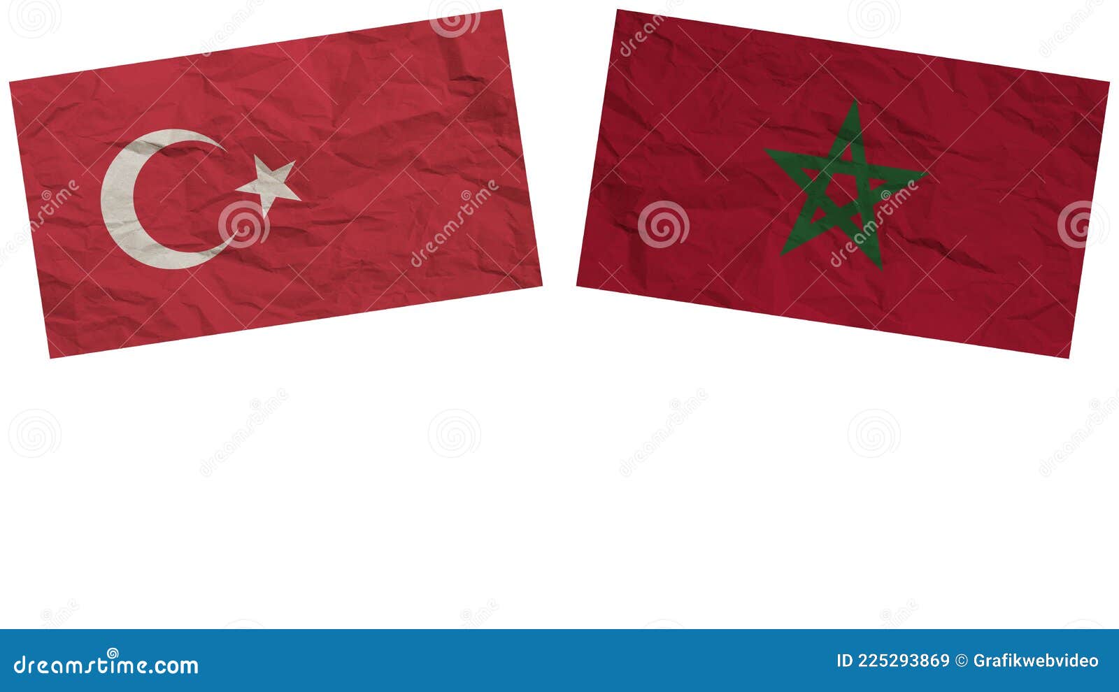 Morocco and Turkey Flags Together Paper Texture Illustration Stock ...