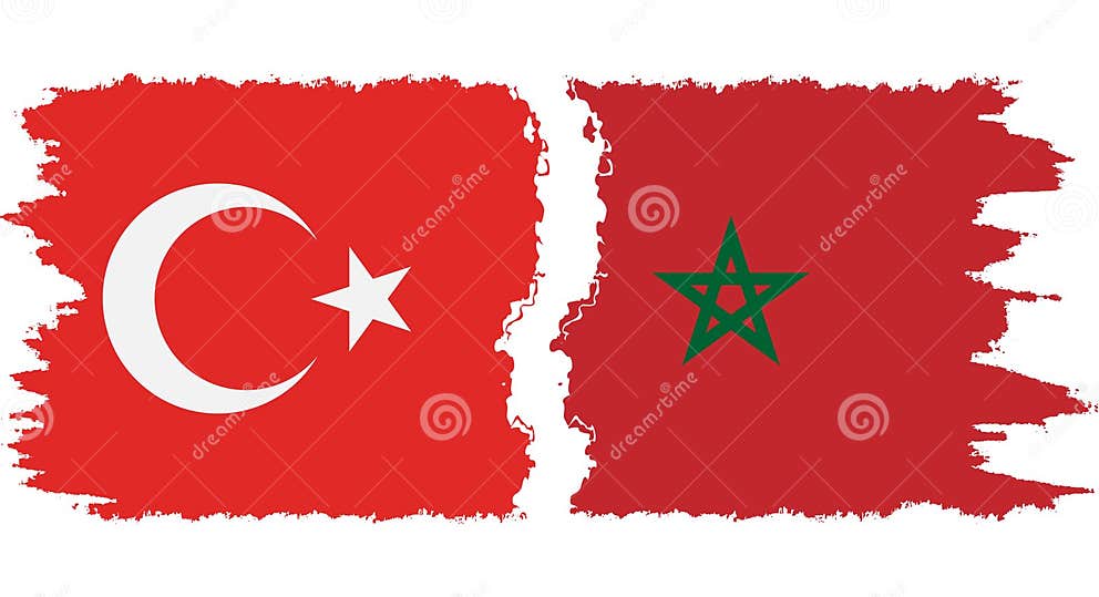 Morocco and Turkey Grunge Flags Connection Vector Stock Vector ...