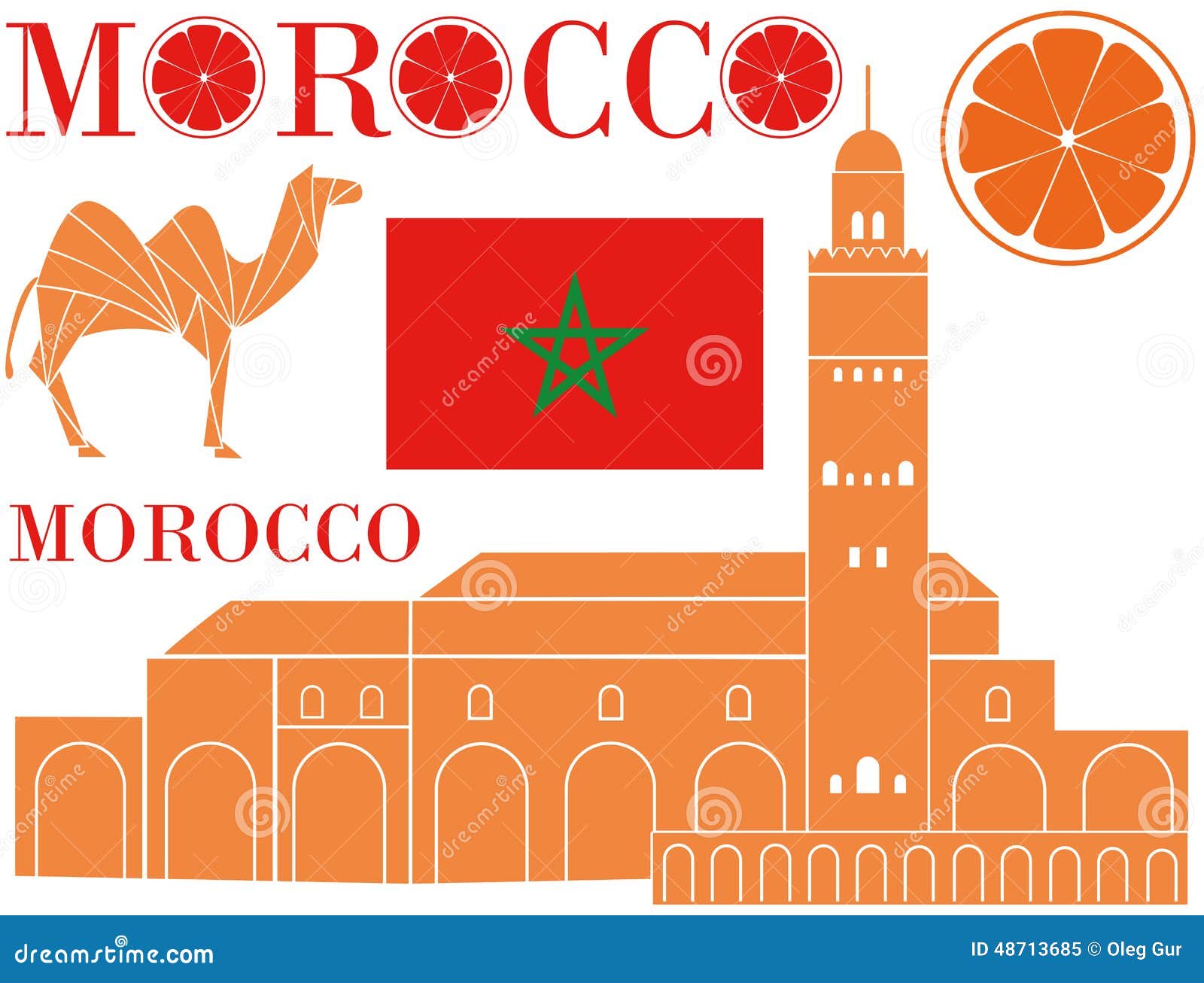 Morocco stock vector. Illustration of architecture, vintage - 48713685