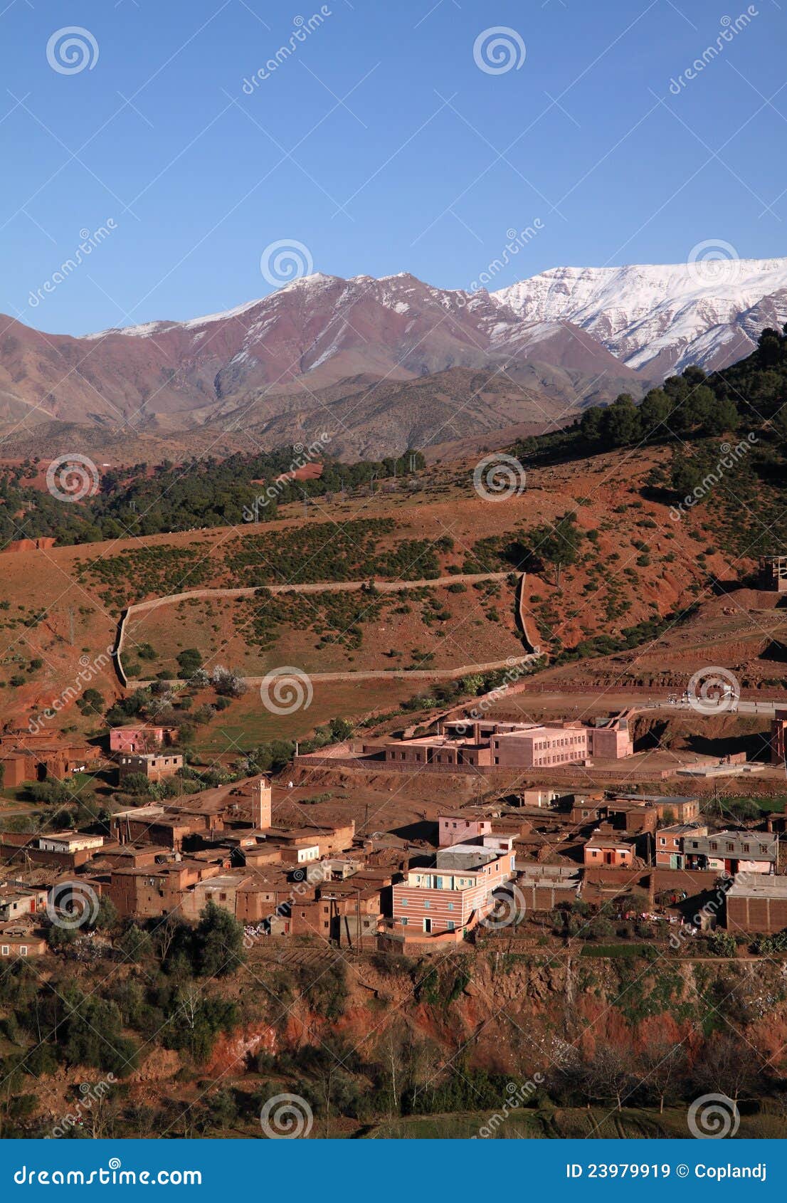 Morocco Village in Atlas Mountains Stock Image - Image of terracotta ...