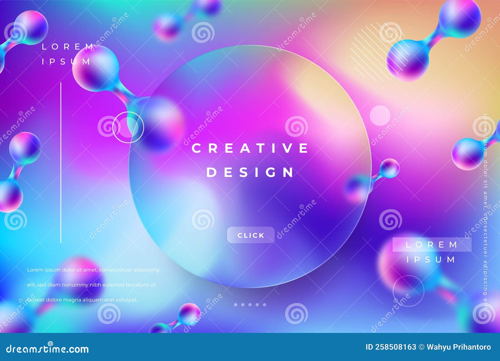 Morph Background Gradient Colorful With Circle Shape Glass Effect Frame Title Text Stock Vector