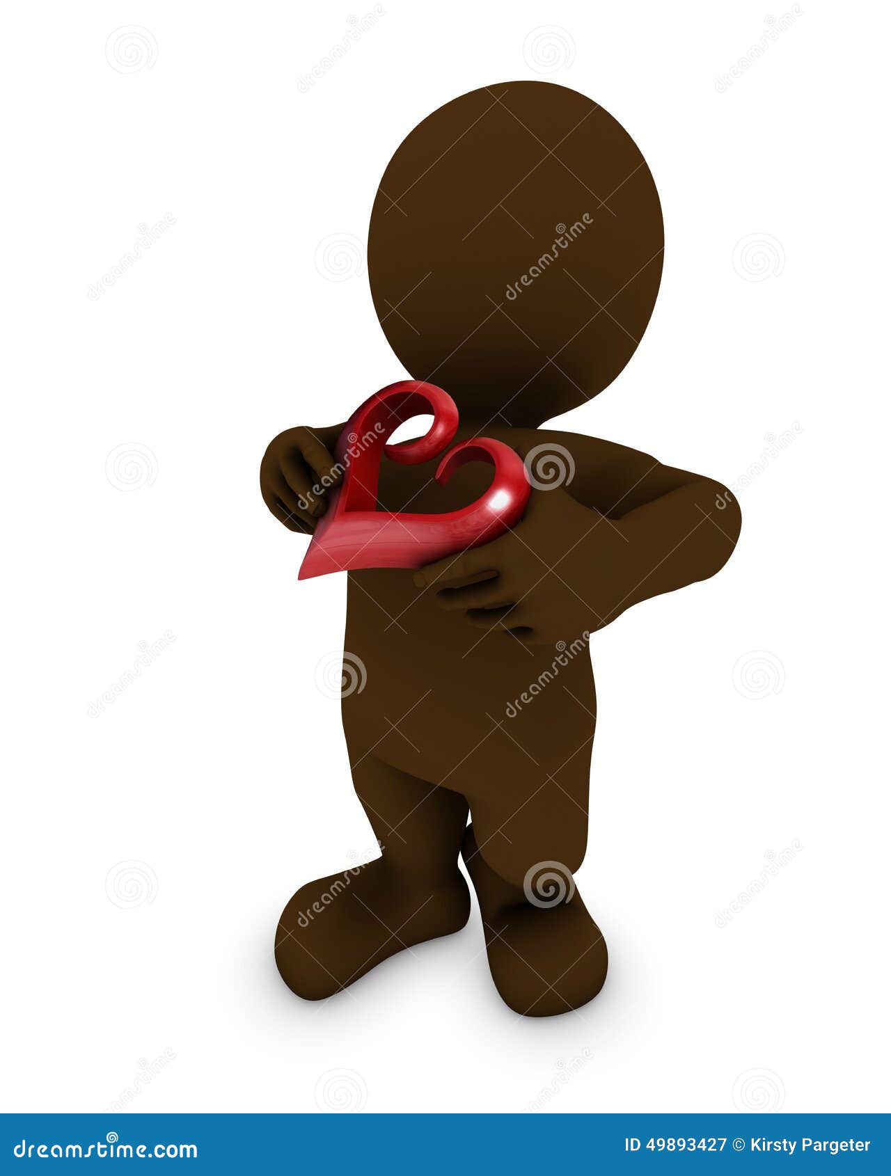 Morph man with heart stock illustration. Illustration of render - 49893427