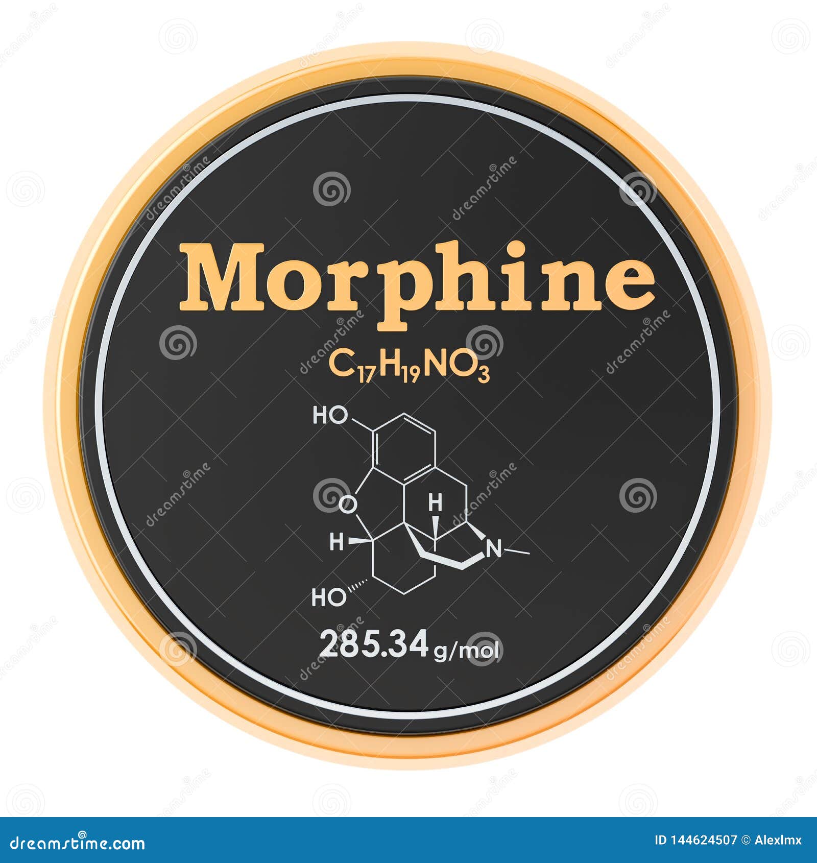 Morphine. Icon, Chemical Formula, Molecular Structure. Stock Photo ...