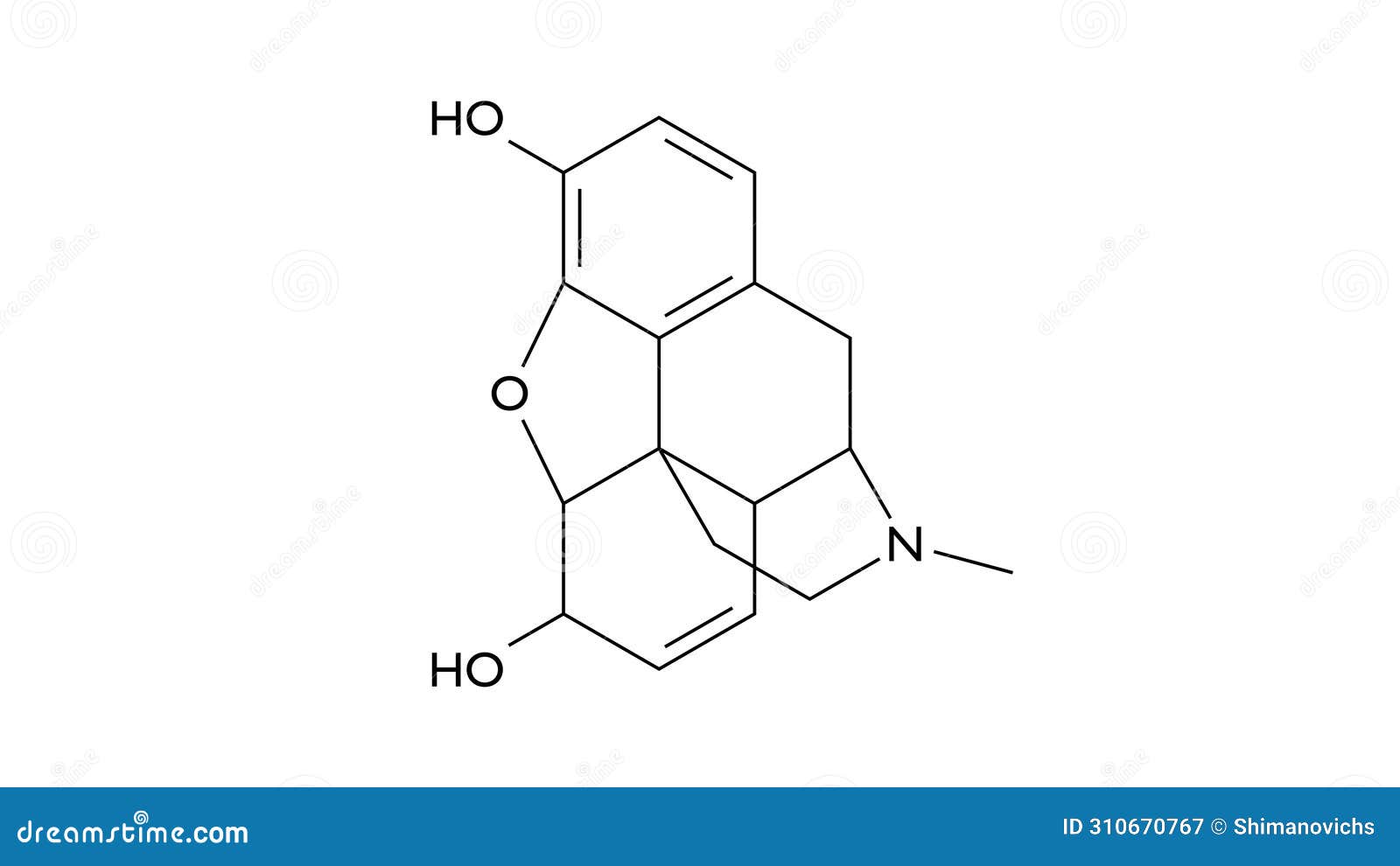 Morphine Molecule, Structural Chemical Formula, Ball-and-stick Model ...