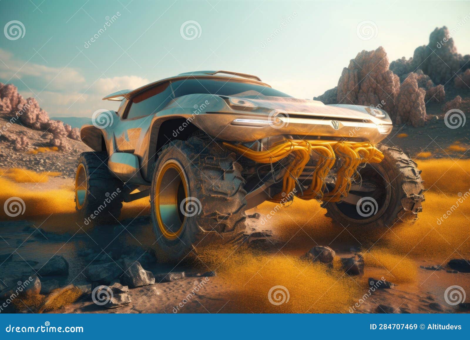 Morphing Car Adapting To Different Terrains Stock Illustration ...