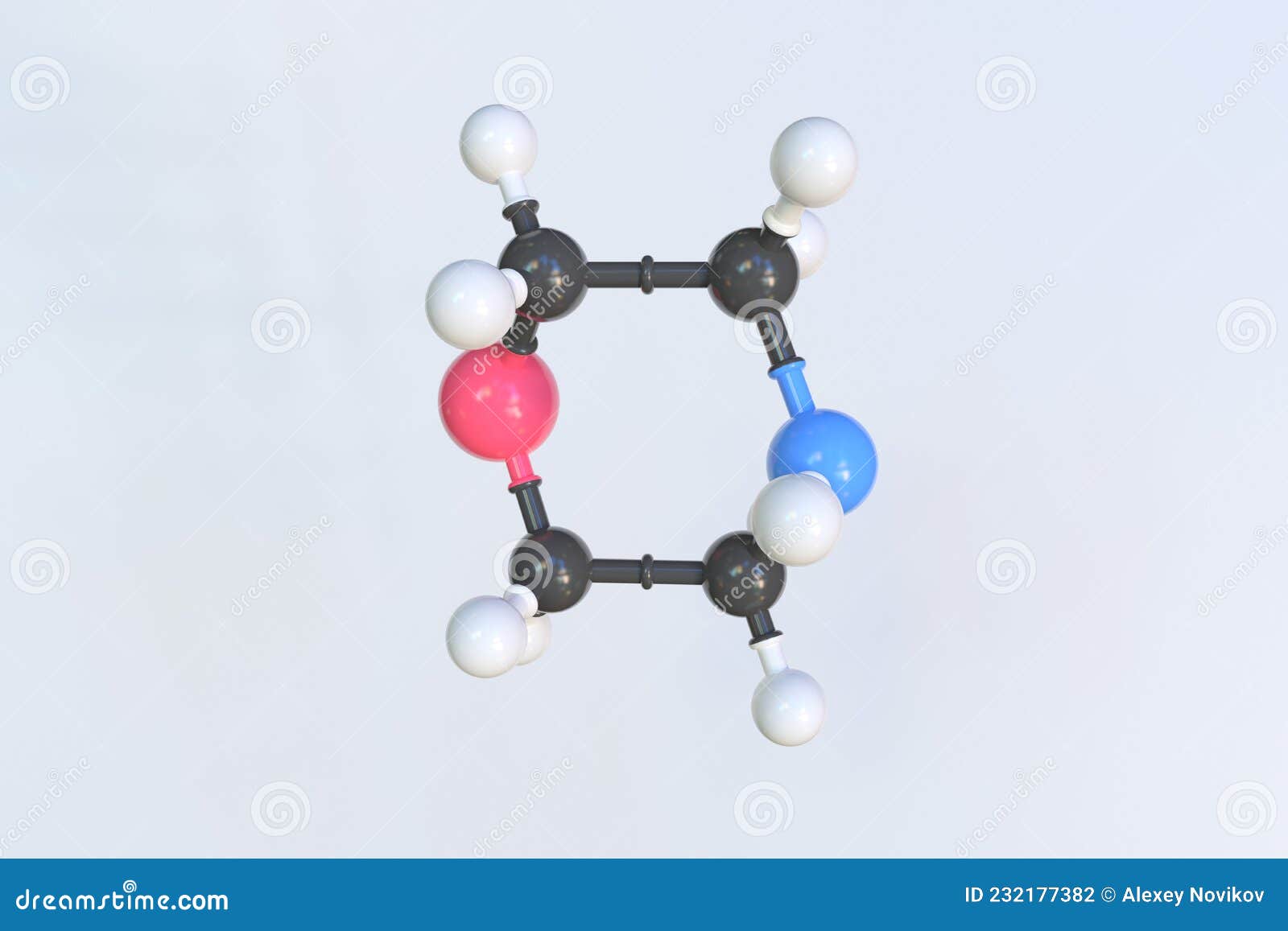 Morpholine Molecule, Isolated Molecular Model. 3D Rendering Stock ...