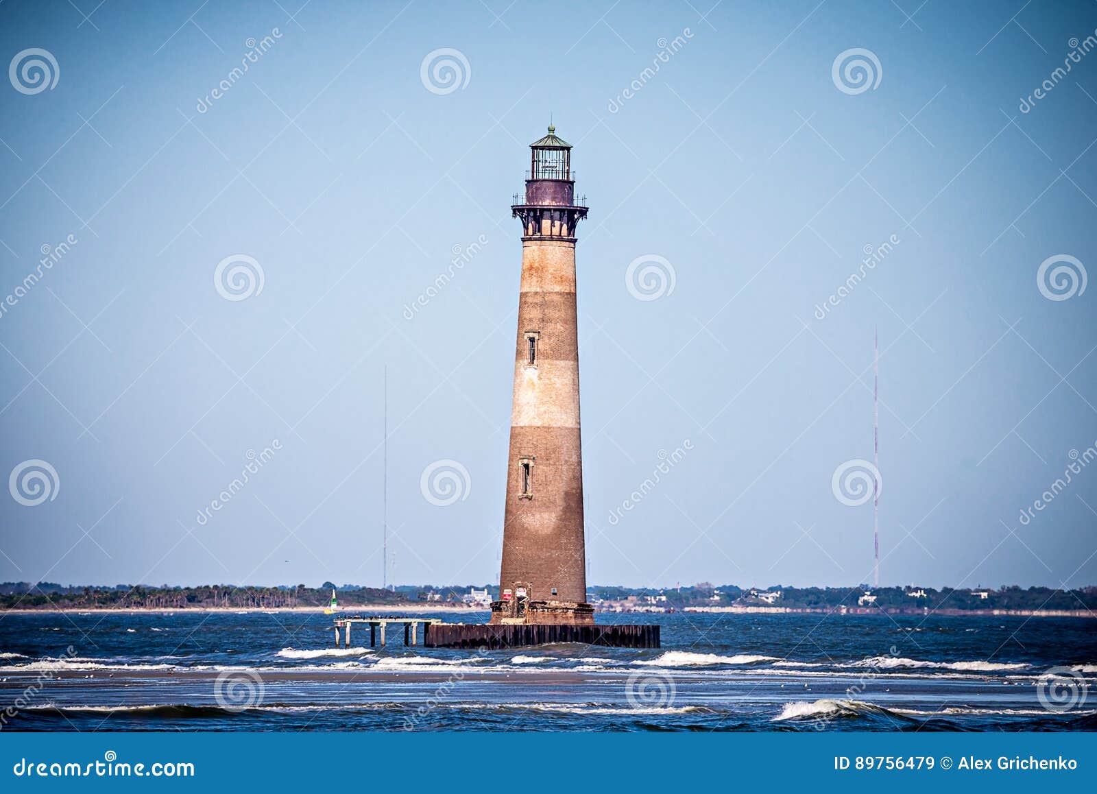 Morris Island Lighthouse on a Sunny Day Stock Image - Image of island ...