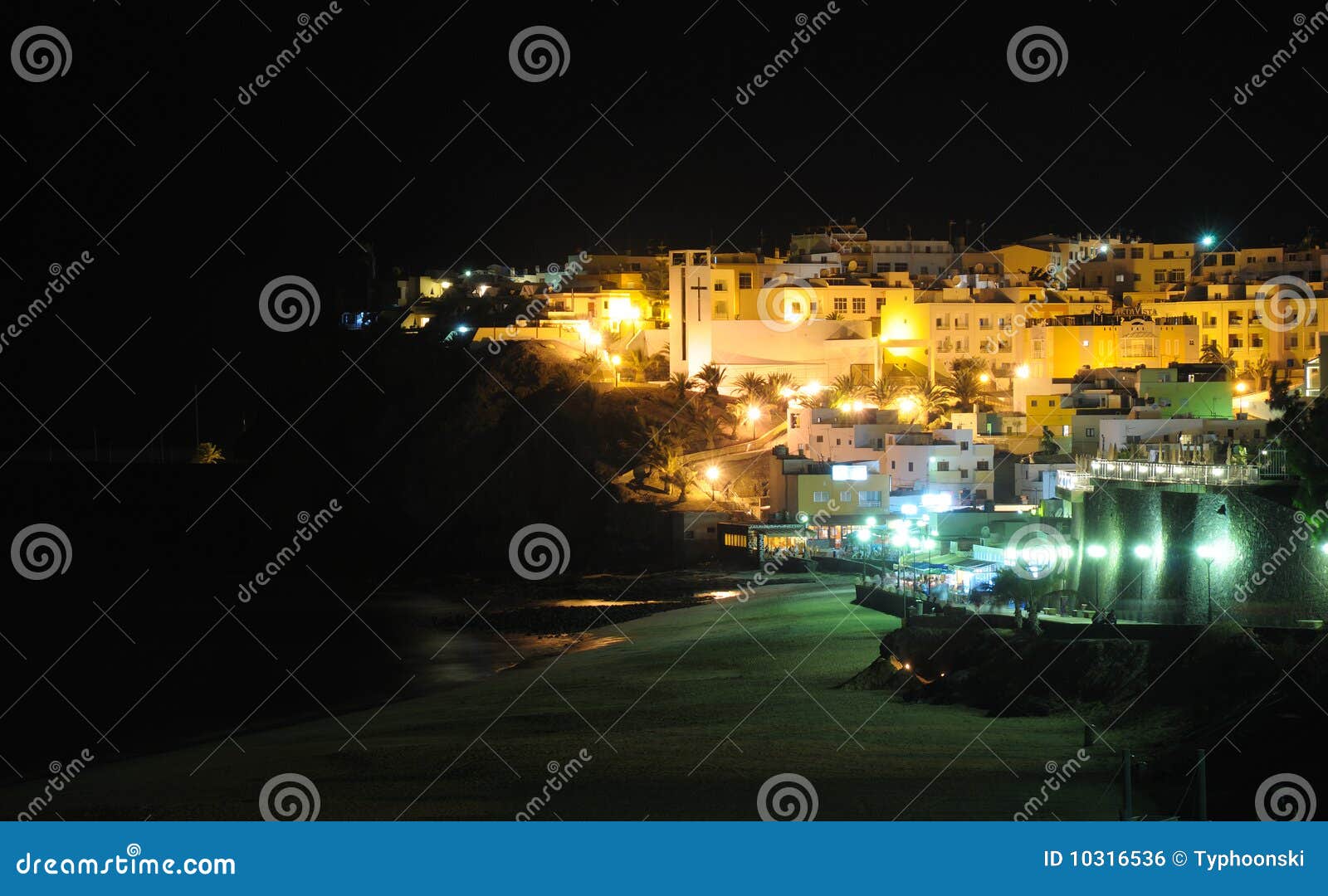 Morro Jable at Night, Fuerteventura Stock Photo - Image of beach, jable ...