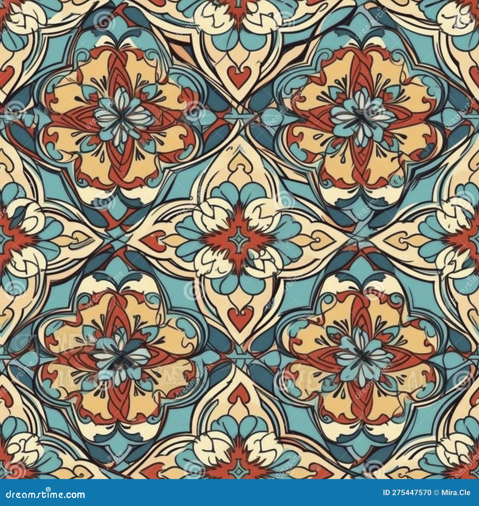 Morrocan Seamless Pattern Tile, Created with Generative AI Stock ...