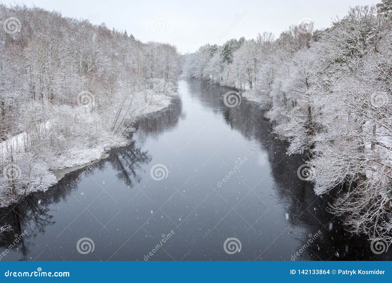 Morrum River in Snowy Winter Scenery, Sweden Stock Photo - Image of ...