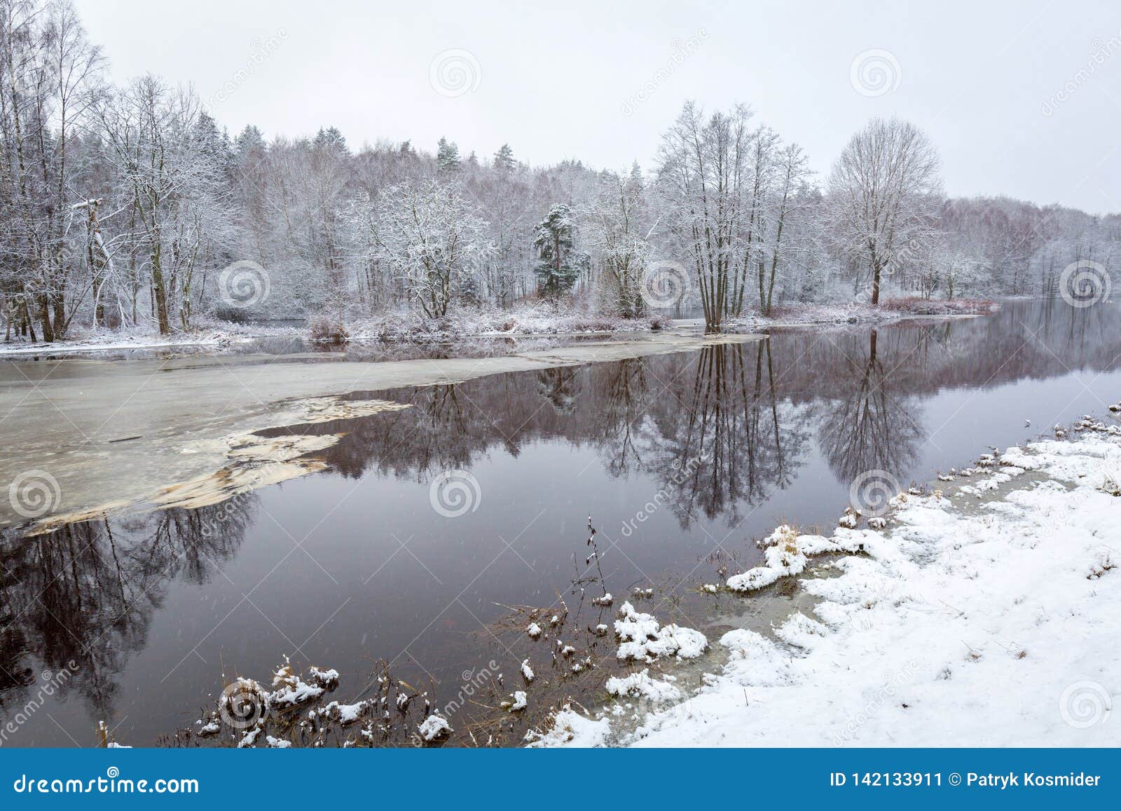 Morrum River in Snowy Winter Scenery, Sweden Stock Image - Image of ...