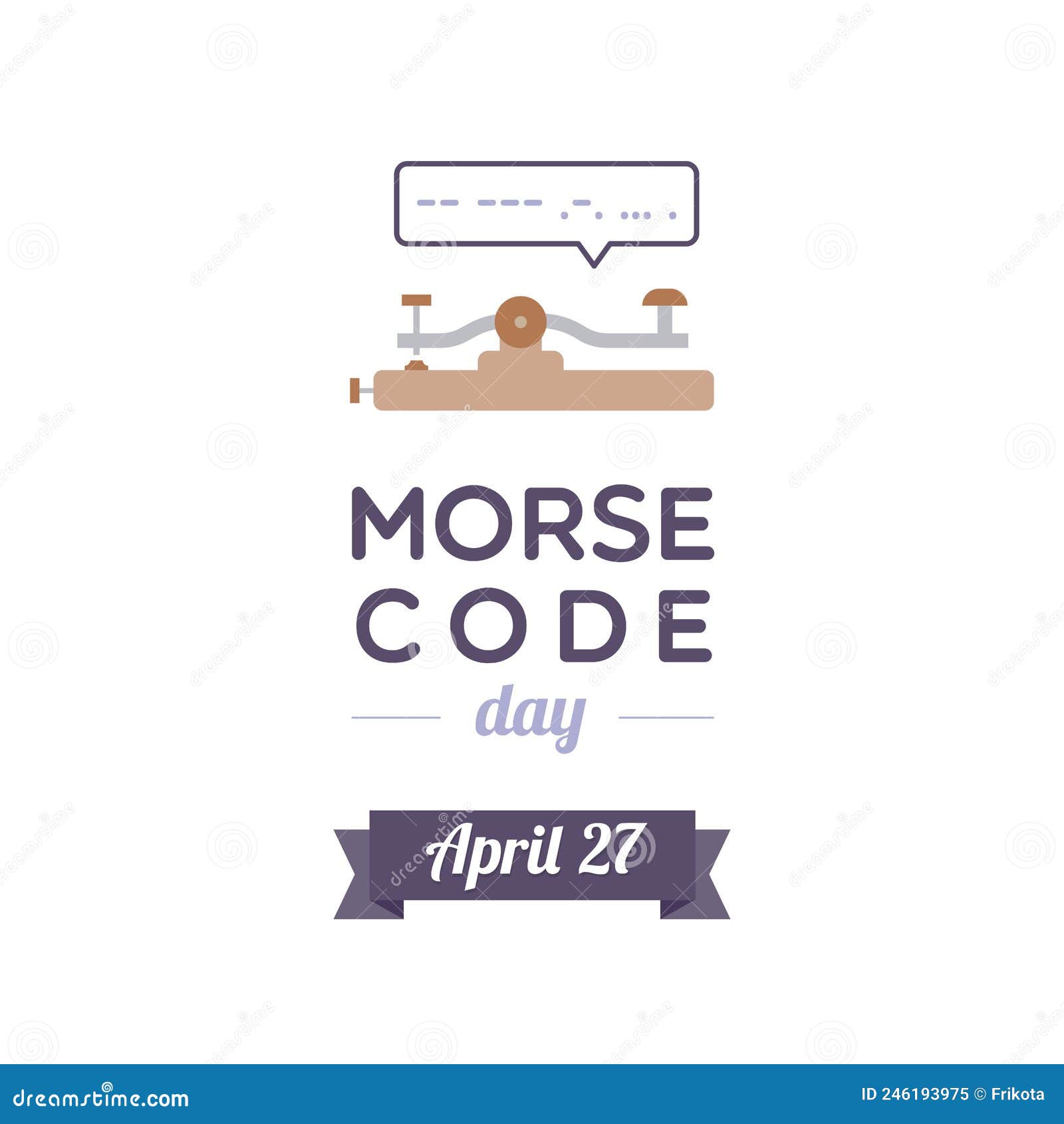 Morse Code Day. April. Straight Key and Speech Bubble with a Message in ...