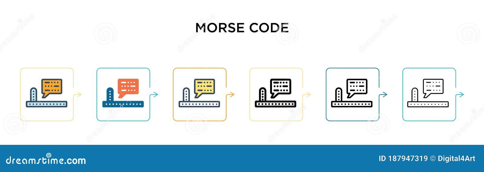 Morse Code Vector Icon in 6 Different Modern Styles. Black, Two Colored ...