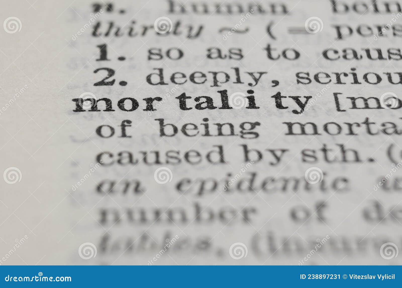 Mortality Dictionary Definition Close-up Stock Image - Image of paper ...
