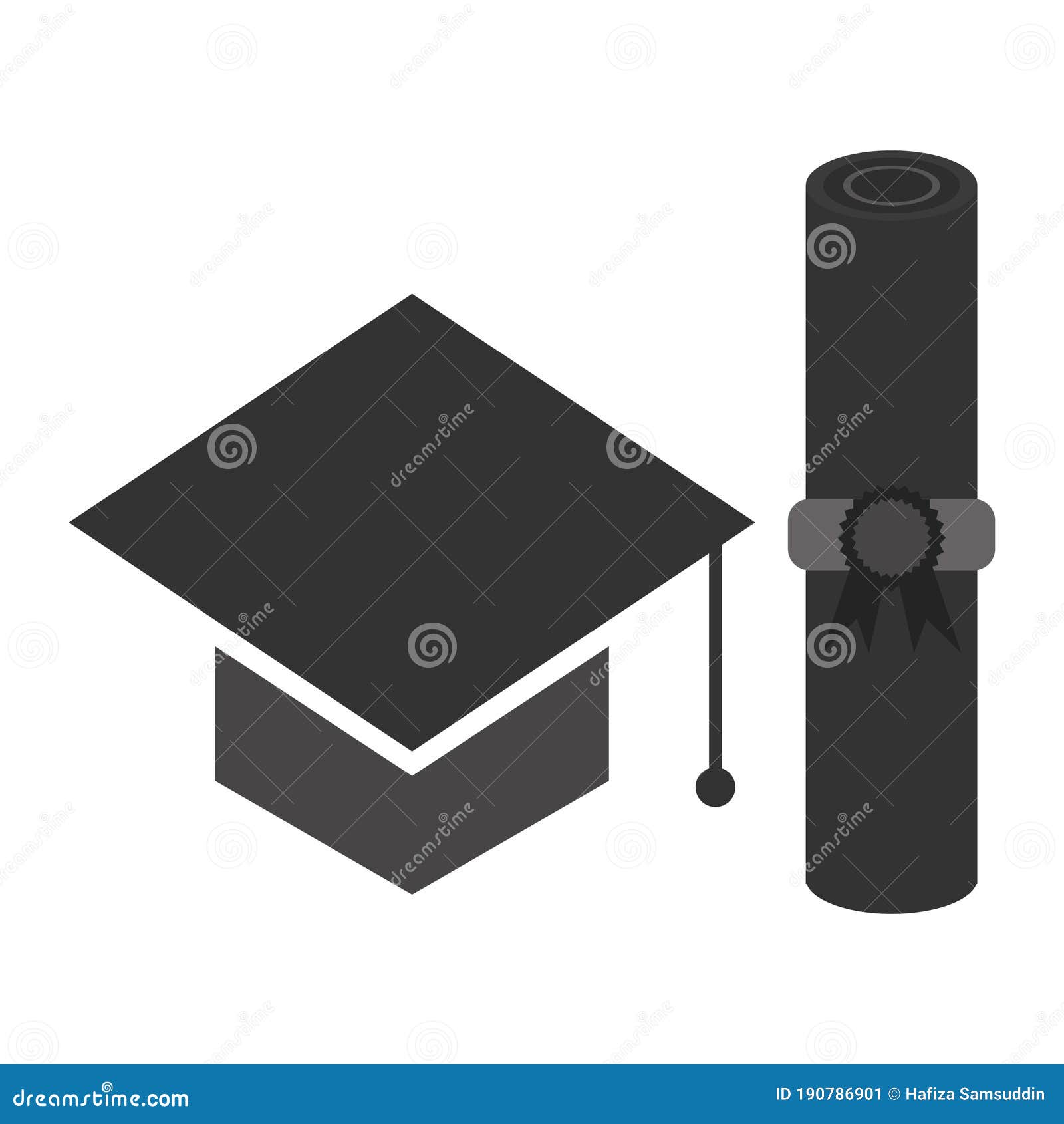 Mortar Board with Certificate. Vector Illustration Decorative Design ...