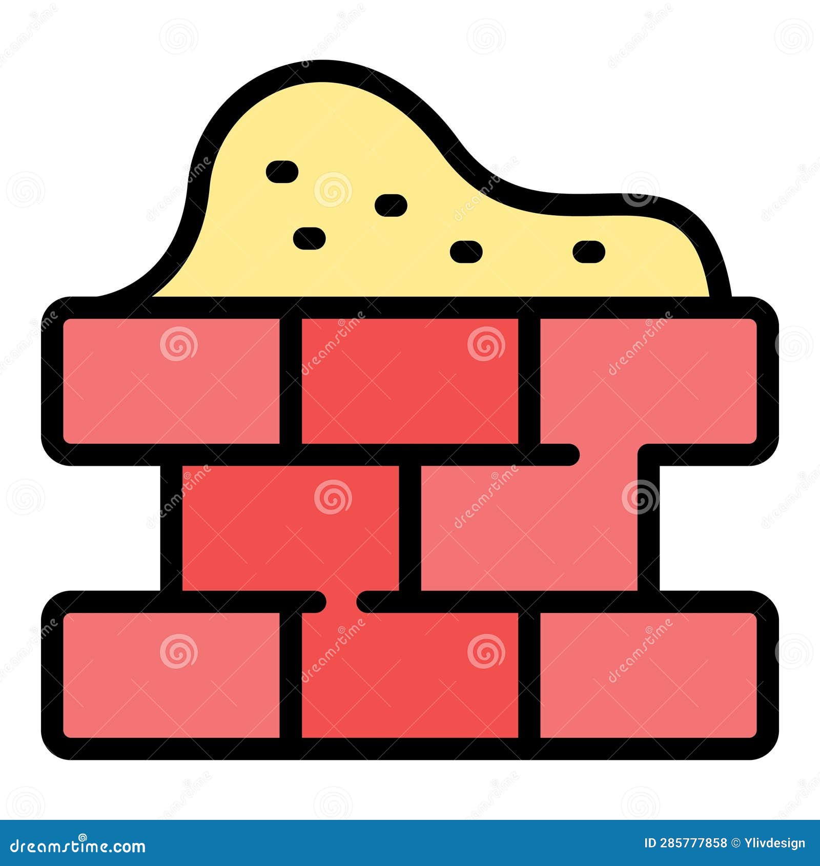 Mortar Brick Wall Icon Vector Flat Stock Vector - Illustration of thin ...